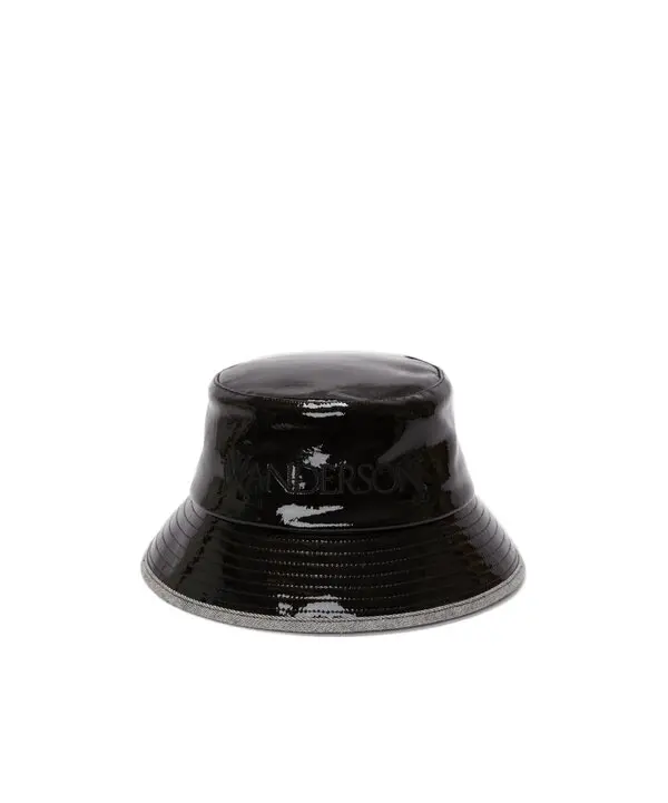 J.W.ANDERSON Jw Anderson Logo Embroidered Coated Denim Bucket Hat - Black