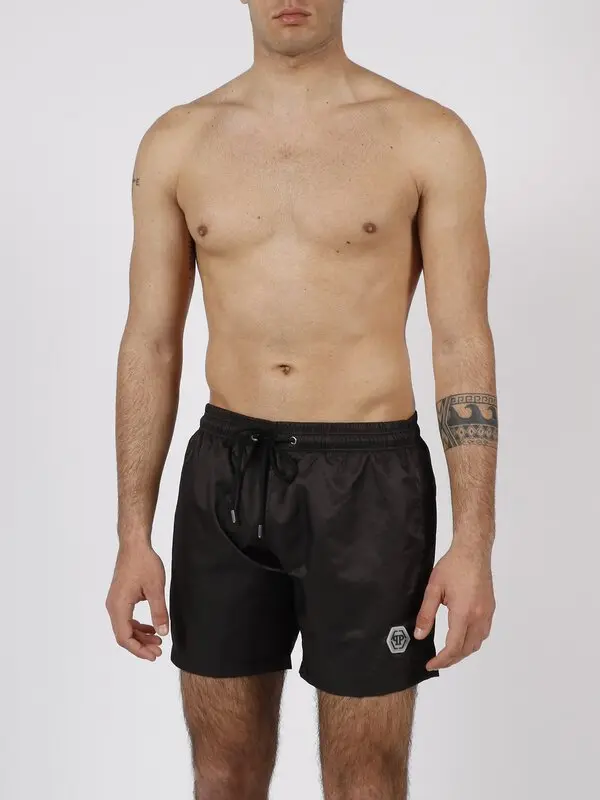 Philipp Plein Hexagon Logo-patch Swim Shorts
