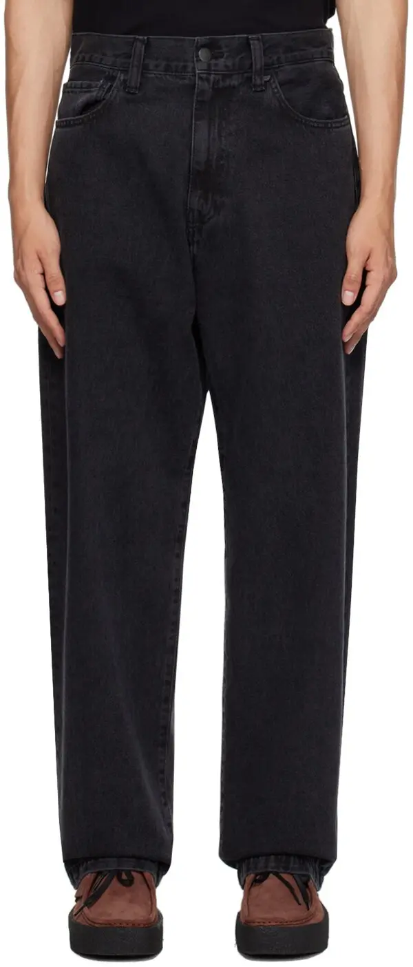 Carhartt Wip Logo Patch Wide Leg Jeans - Black