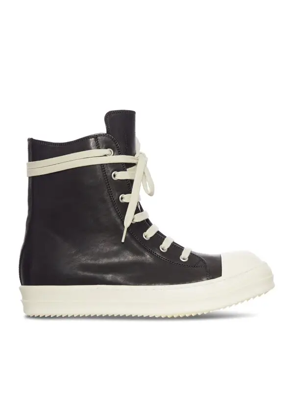 Rick Owens Round Toe High-top Sneakers - Black