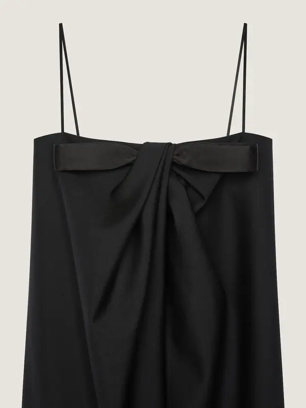 Givenchy Sliced Long Dress In Wool And Mohair With Bow