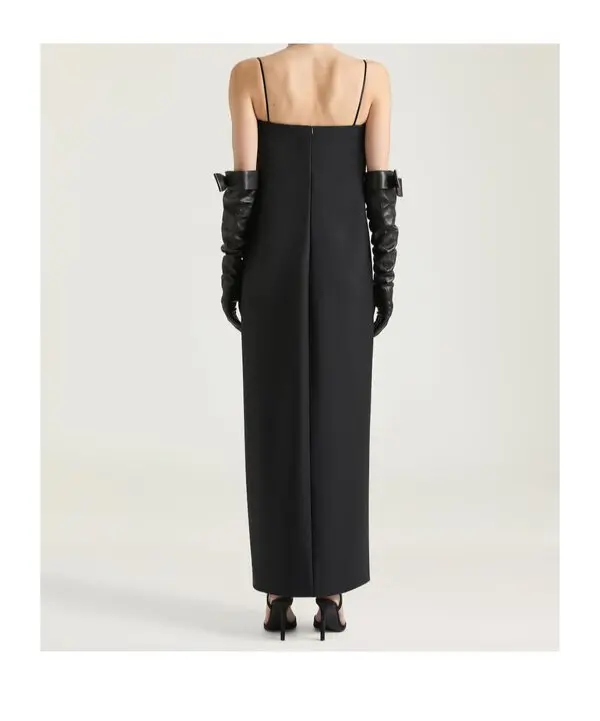 Givenchy Sliced Long Dress In Wool And Mohair With Bow