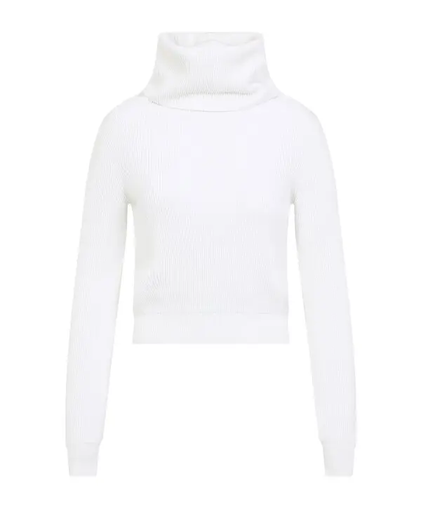 Alaïa Mock Neck Cropped Jumper - White