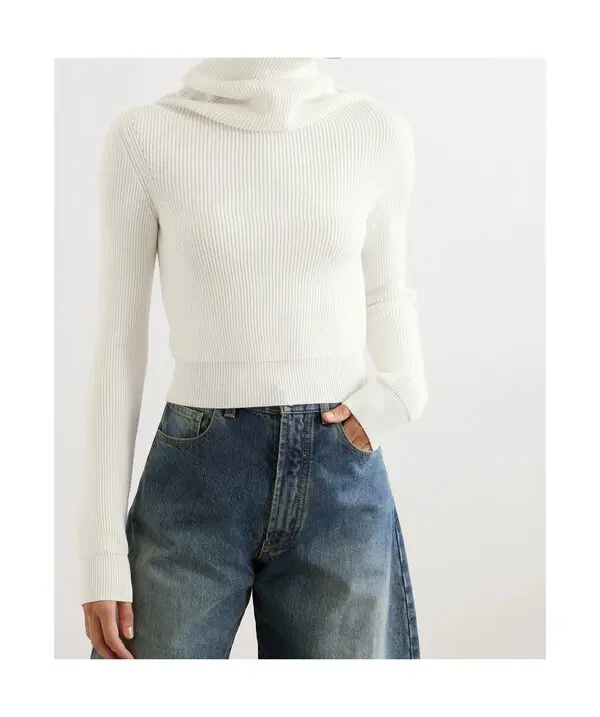 Alaïa Mock Neck Cropped Jumper