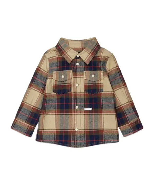 Dsquared2 Check-pattern Logo-plaque Shirt - Beige/blue/red