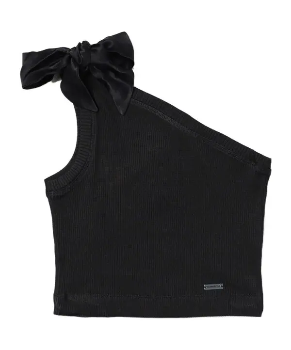 Monnalisa One Shoulder Tank Top - Black