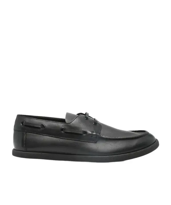 THE ROW Lace-up Boat Shoe - Black