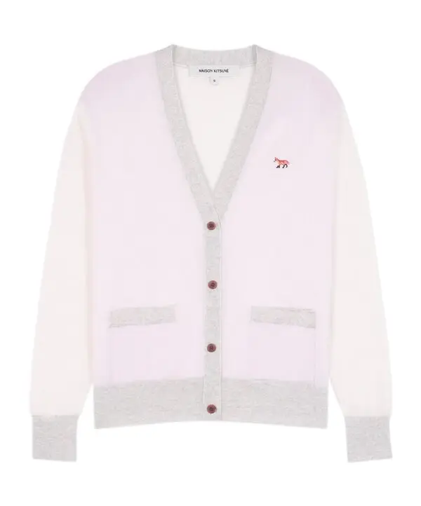 Maison Kitsuné Logo-appliqué Cardigan - White