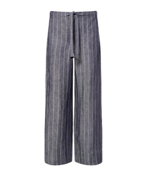 Max Mara Cresta Pinstripe Linen Wide-leg Pants - Blue