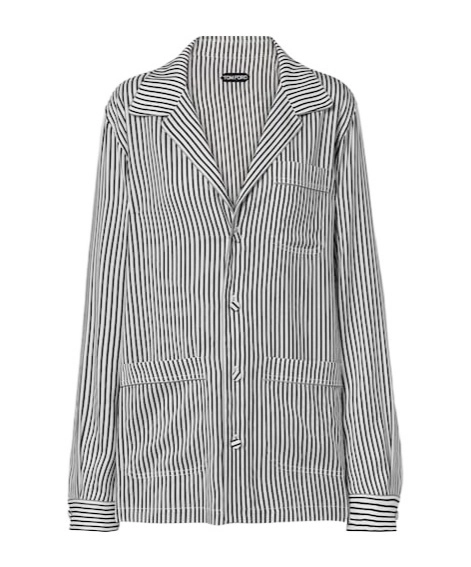 TOM FORD Striped Oversized Silk Shirt - Gray