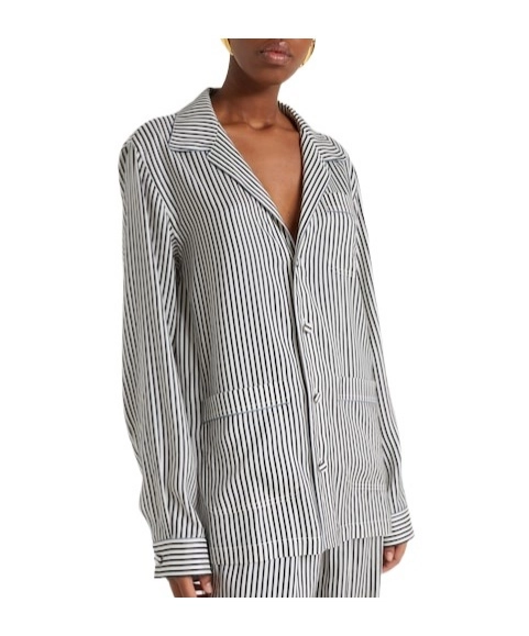 TOM FORD Striped Oversized Silk Shirt