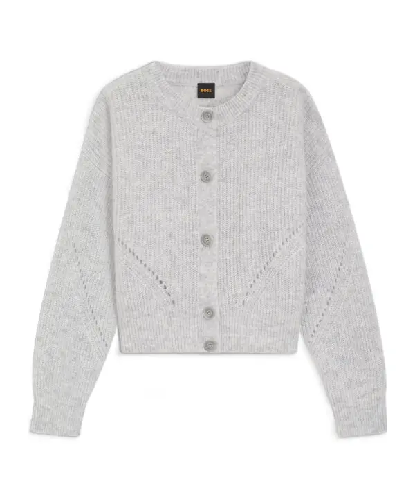 Hugo Boss Button Knitted Cardigan - Light Gray