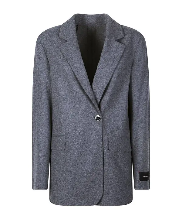 Pinko Logo Patch Single-breasted Jacket - Gray