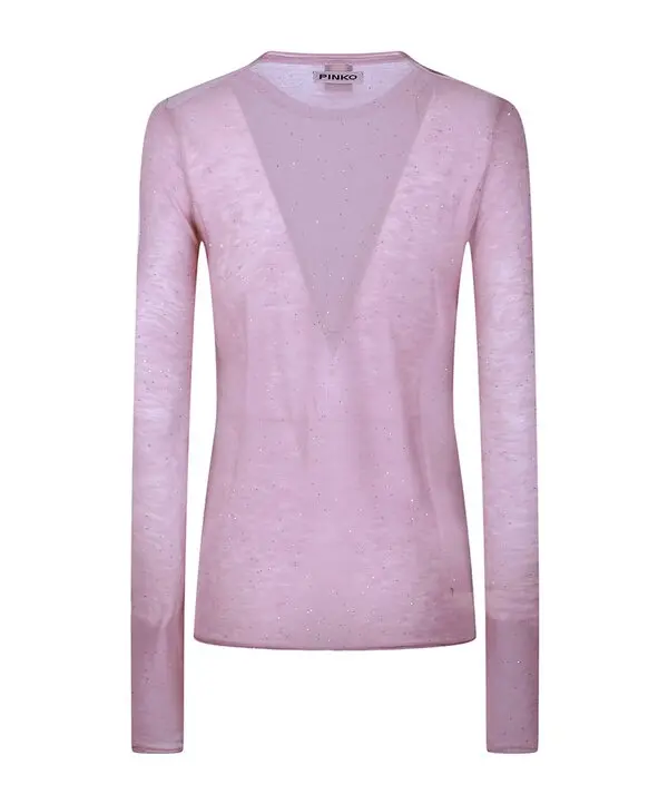 Pinko Long-sleeved Knitted Sheer T-shirt