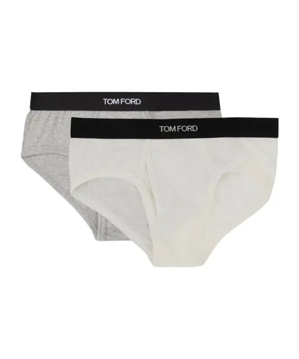 TOM FORD Pack Of Two Logo Waistband Briefs - White