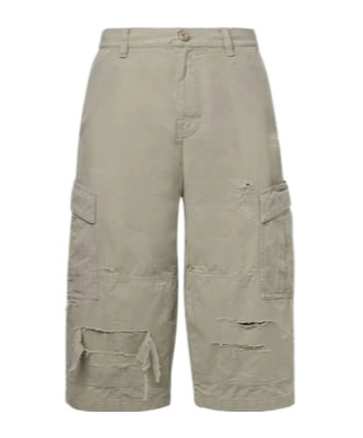 Balenciaga Cropped Cotton Cargo Pants - Beige