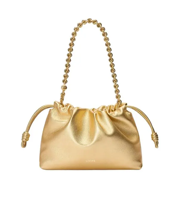 Loewe Medium Flamenco Purse In Laminated Lambskin - Golden