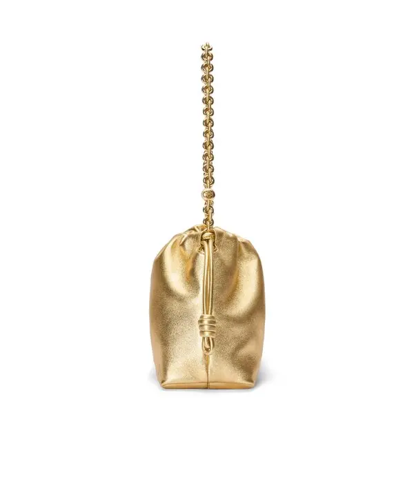 Loewe Medium Flamenco Knotted Chain Shoulder Bag In Laminated Lambskin - Golden