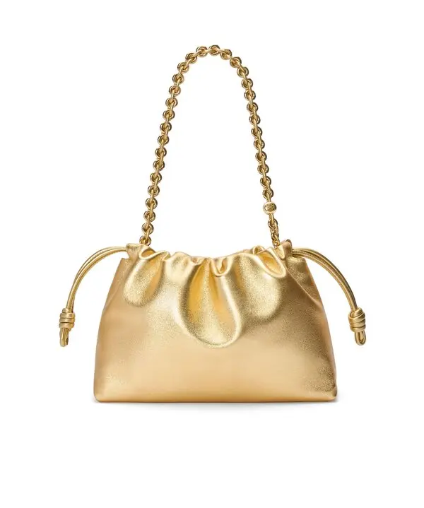 Loewe Medium Flamenco Knotted Chain Shoulder Bag In Laminated Lambskin - Golden