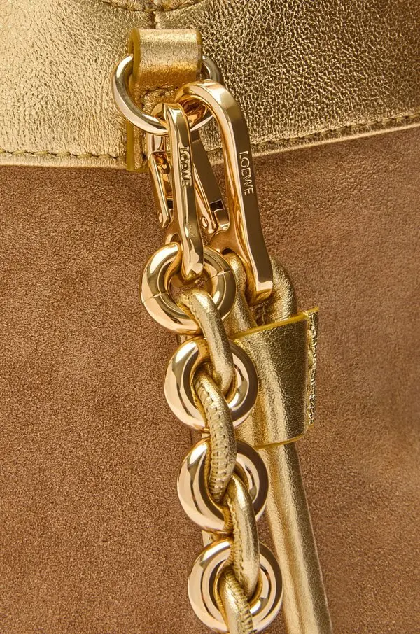 Loewe Medium Flamenco Knotted Chain Shoulder Bag In Laminated Lambskin - Golden