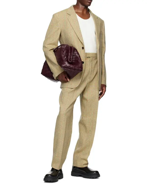 Bottega Veneta Prince Of Wales Wool Trousers - Nude