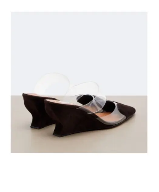 Alaïa Le Cœur Suede Wedge Mules