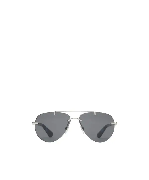 Burberry Aviator Sunglasses With Engraved Logo Detail - Silver