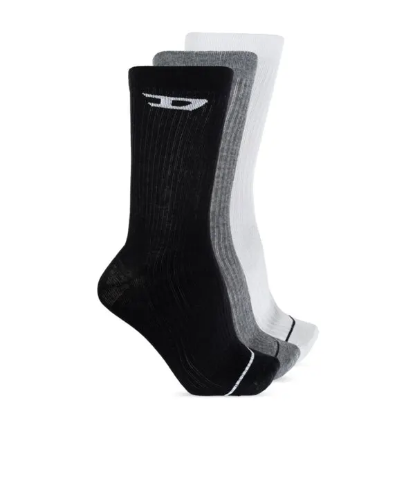 DIESEL® Logo-intarsia Socks - Black