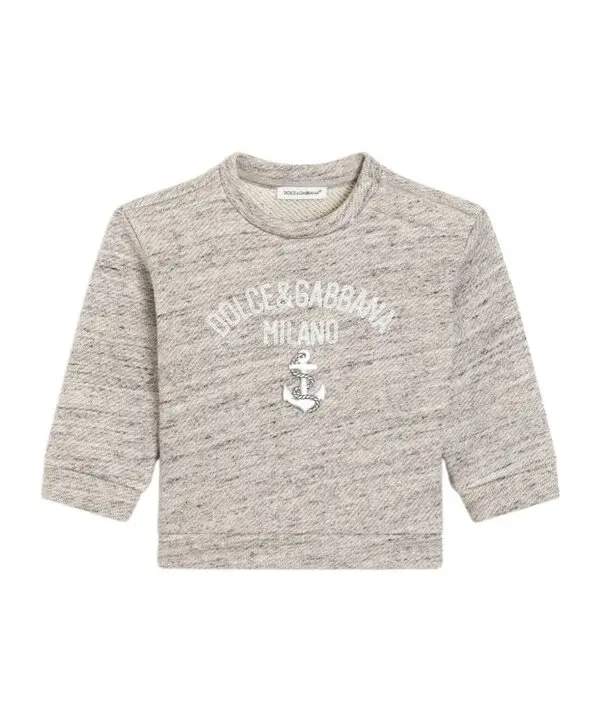 Dolce & Gabbana Cotton Sweatshirt With Logo - Nude