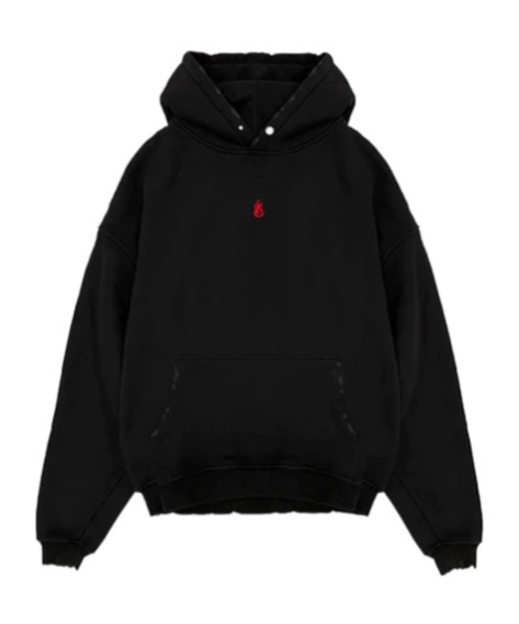 VISION OF SUPER Hoodie With Embroidered Flame - Black