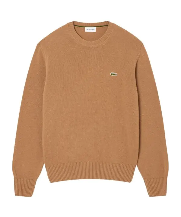 Lacoste Logo Patch Crewneck Jumper - Beige