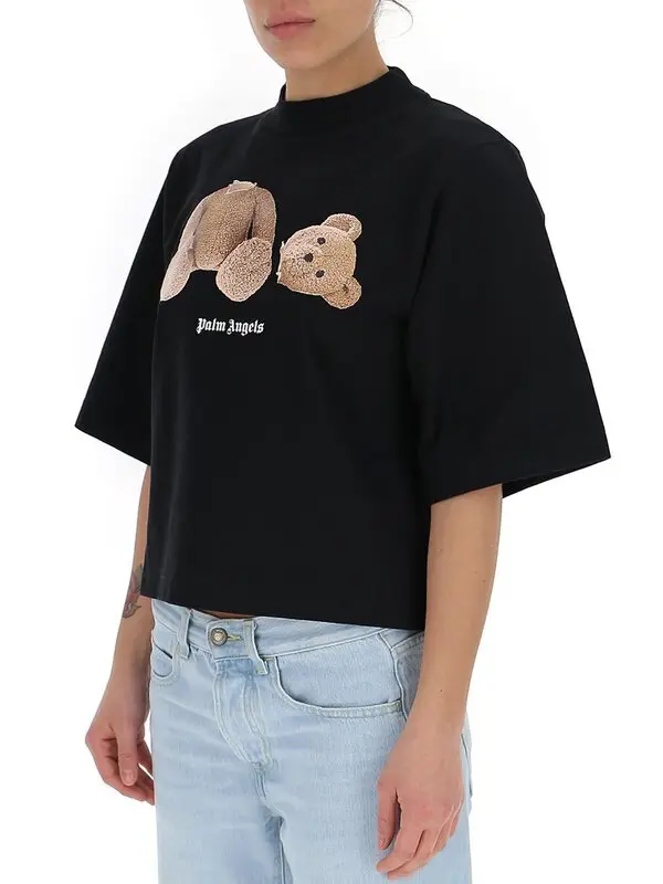 Palm Angels Bear Print Cropped T-shirt