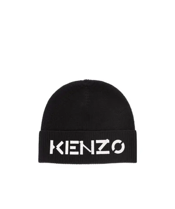 Kenzo Embroidered Logo Ribbed Beanie - Black