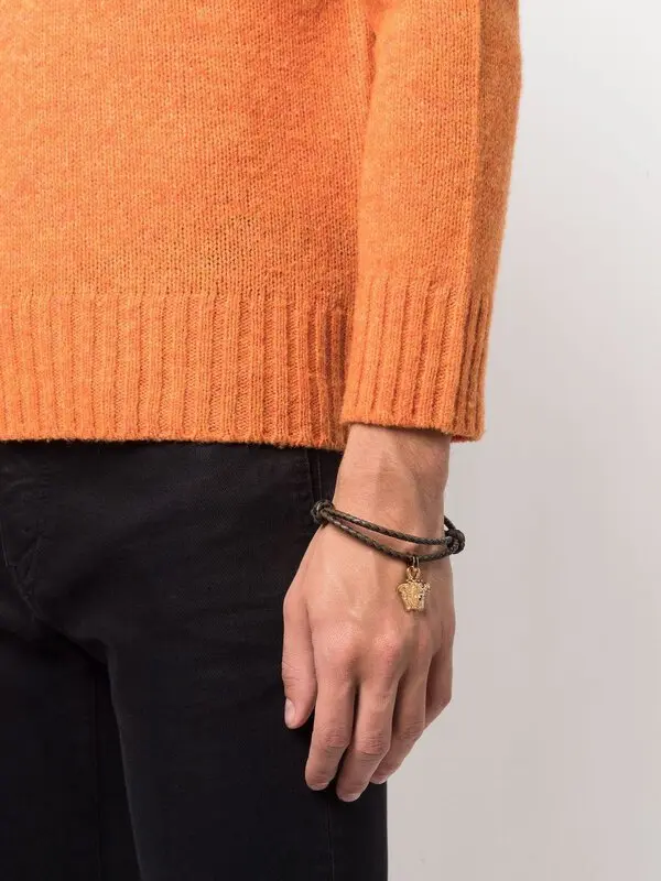 Versace Medusa Head Charm Braided Bracelet