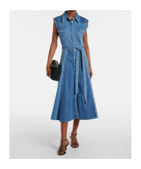 Ag Paneled Denim Midi Dress