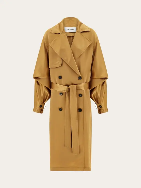 FERRAGAMO Satin Trench - Brown