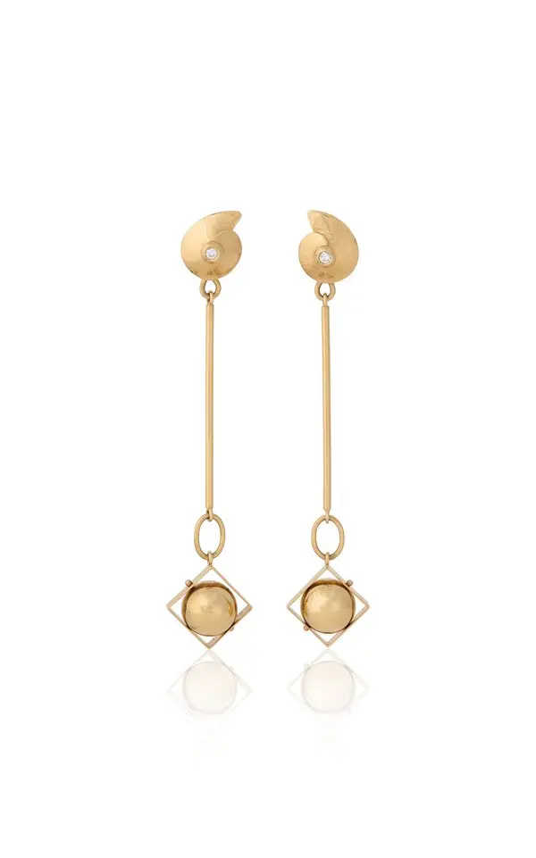 MAHNAZ COLLECTION Giorgio Facchini 18k Yellow Drop Earrings With Diamond Detail - Gold