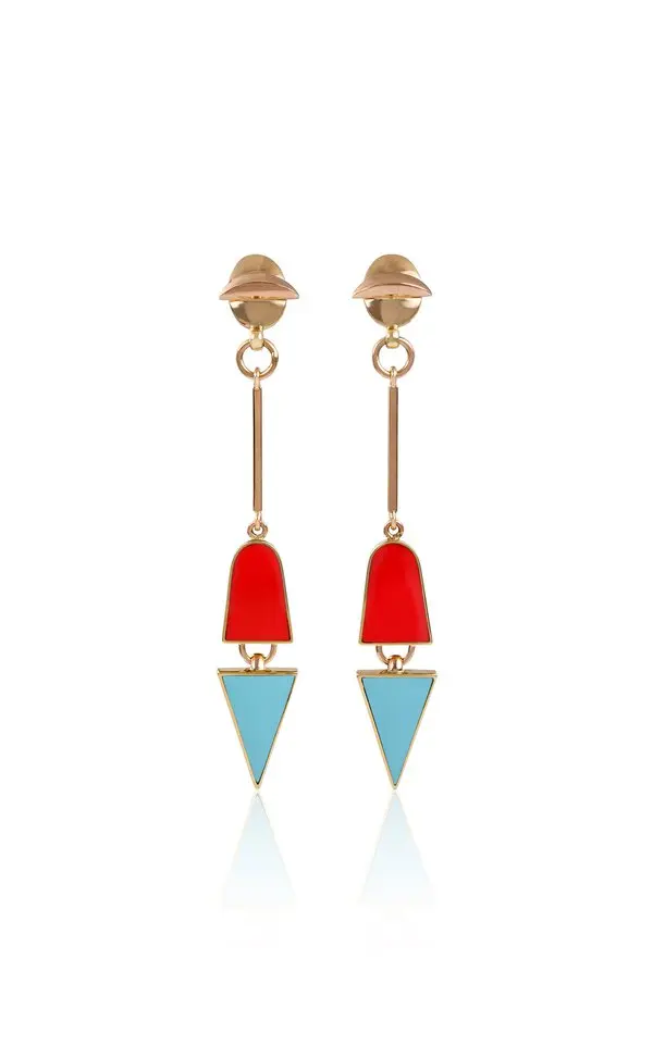 MAHNAZ COLLECTION 18k Yellow Gold And Enamel Drop Earrings Giorgio Facchini - Multi