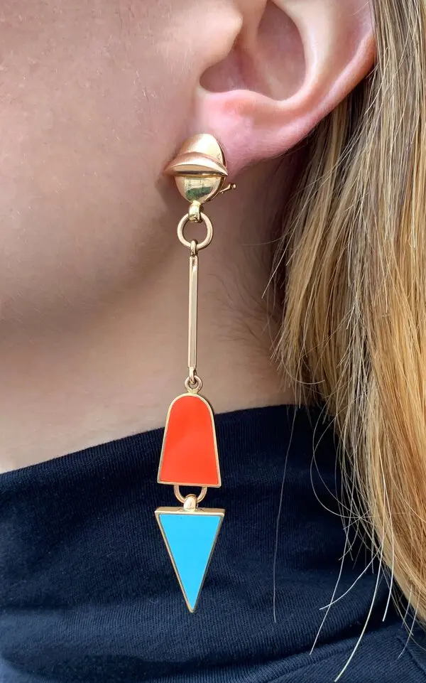 MAHNAZ COLLECTION 18k Yellow Gold And Enamel Drop Earrings Giorgio Facchini