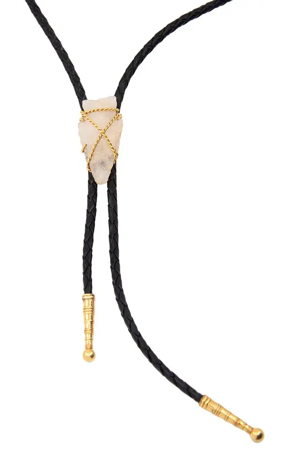 MAHNAZ COLLECTION 18k Yellow Gold And Rock Crystal Bolo Tie Cartier - Black