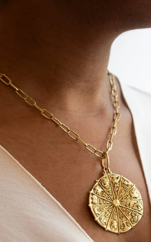 MAHNAZ COLLECTION 18k Yellow Large Zodiac Pendant