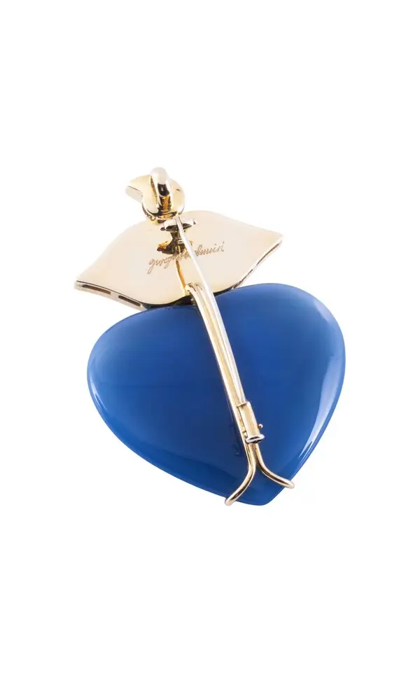 MAHNAZ COLLECTION 18k Gold Chalcedony, Diamond, And Enamel Pendant Giorgio Facchini, C. 1990