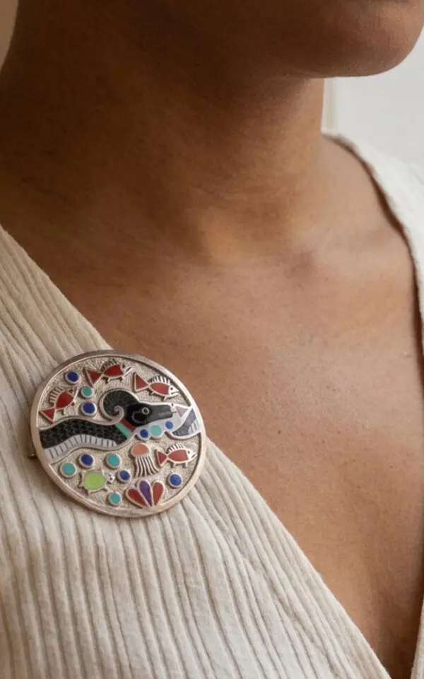 MAHNAZ COLLECTION Sterling Silver And -stone Pendant/brooch