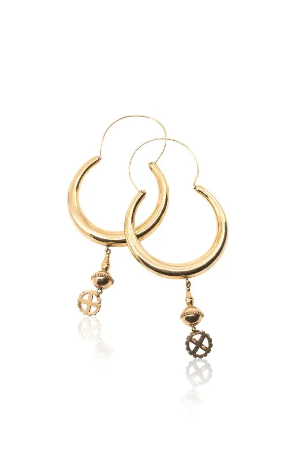 MAHNAZ COLLECTION 9k Yellow Neapolitan Hoop Earrings - Gold