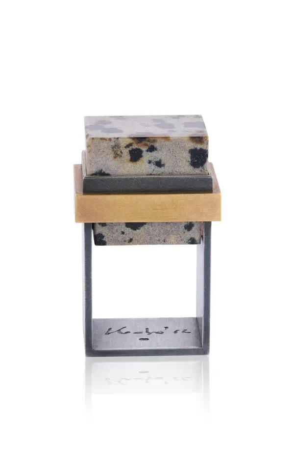 MAHNAZ COLLECTION Helfreid Kodré 22k Gold And Sterling Silver Jasper Ring, 2012 - Metallic
