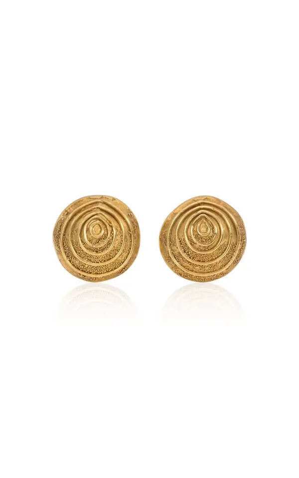 MAHNAZ COLLECTION 18k Yellow Textured Granulation Earclips Elizabeth Gage, 1988 - Gold
