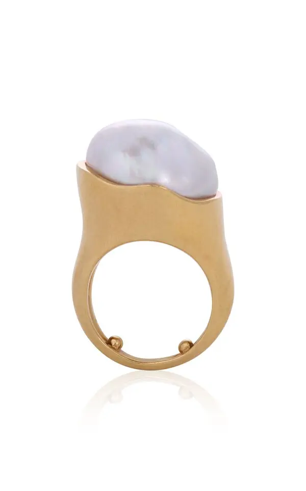 MAHNAZ COLLECTION Pearl And 18k Yellow Gold Ring Elsa Peretti For Tiffany & Co., Circa 2015 - White