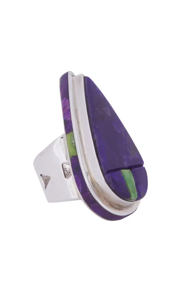 MAHNAZ COLLECTION Sterling Silver Sugilite And Turquoise Ring Na Na Ping