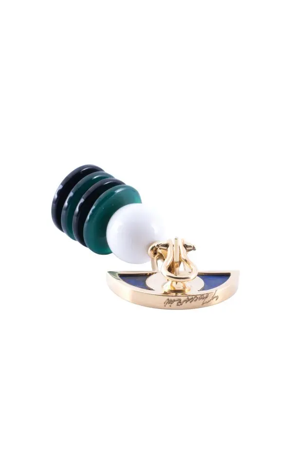 MAHNAZ COLLECTION 18k Gold, Lapis Lazuli And Agate Drop Earrings Giorgio Facchini