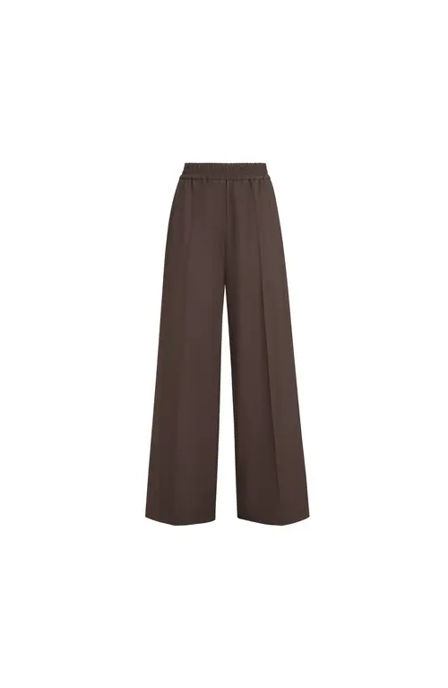 Brunello Cucinelli Tropical Luxury Wool Loose Track Trousers - Coffee